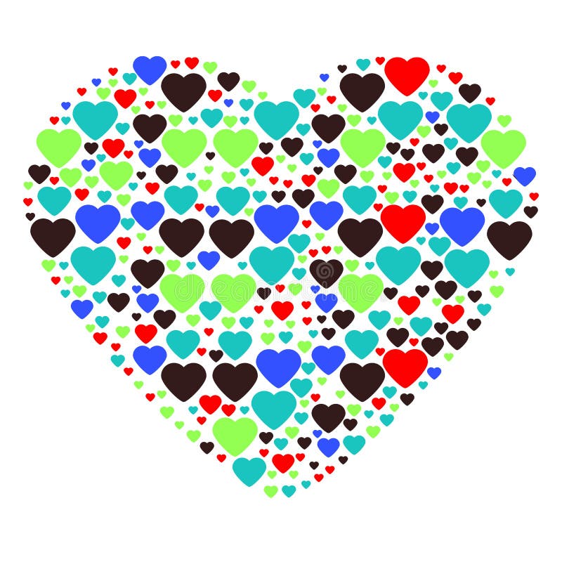 Big Heart Composed from Small Hearts Stock Illustration - Illustration ...