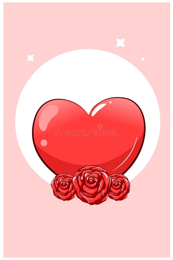 A Big Heart with Roses Cartoon Illustration Stock Vector - Illustration ...