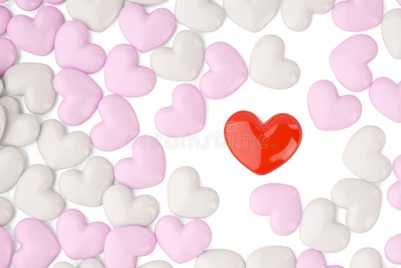 Big Hearts in Many Hearts. 3D Illustration. Stock Illustration ...