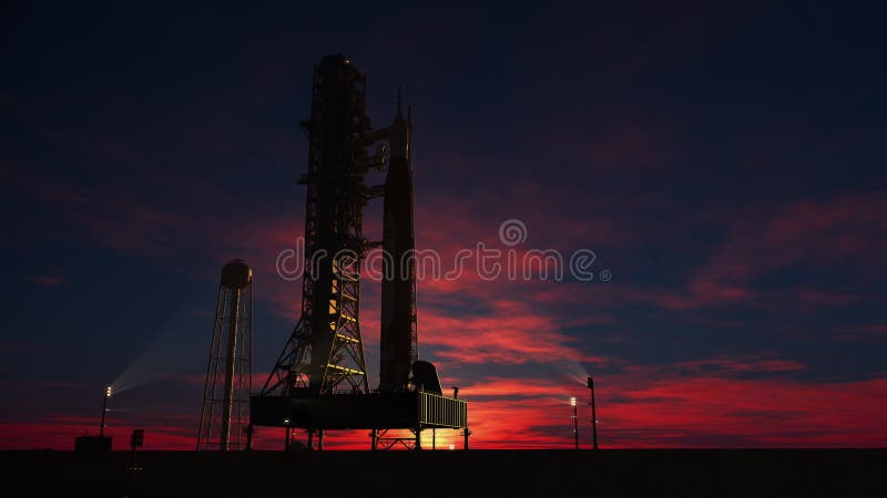 Big Heavy Rocket on the Background of the Rising Sun Stock Footage ...