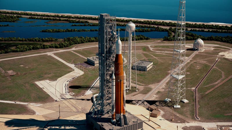 Big Heavy Rocket on Launchpad Stock Video - Video of artemis, energy ...