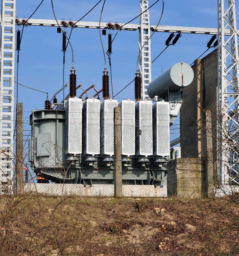 Big High Voltage Transformers Stock Photo - Image of rope, modern: 40865338