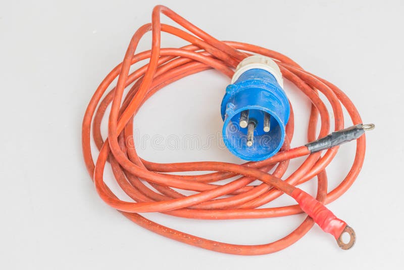 The Big Hight Power Plug with the Large Red Copper Wires on the White ...