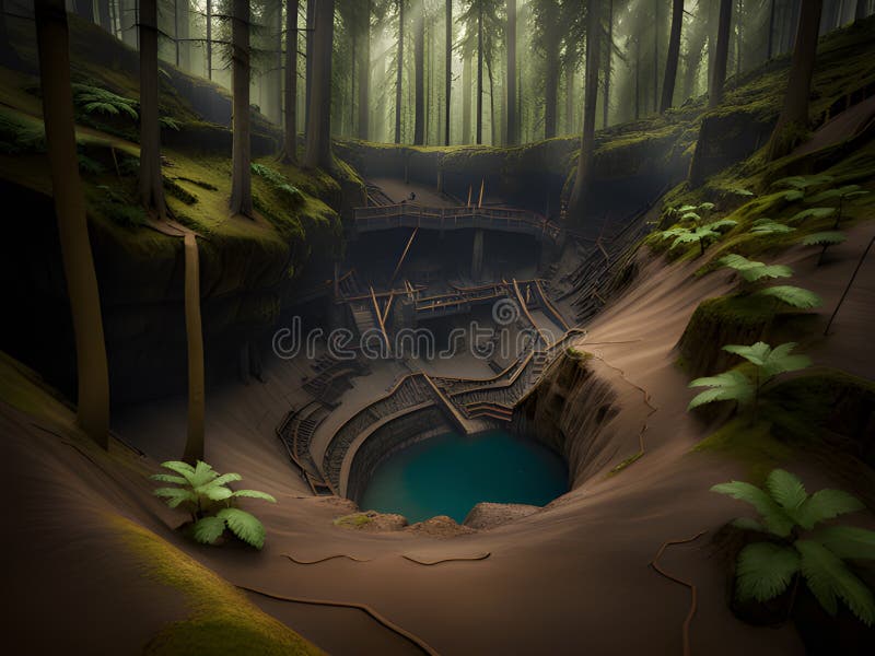 Big hole in the forest stock illustration. Illustration of environment ...