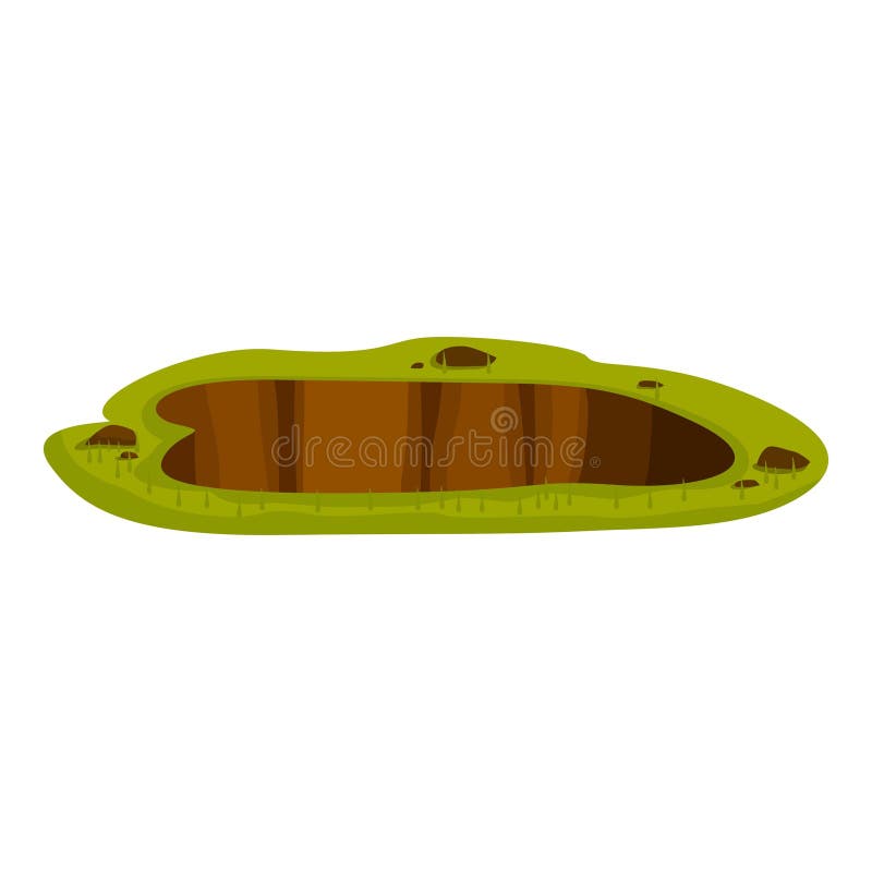 Big Hole Ground Showing Soil Layers with Green Grass Stock Vector ...