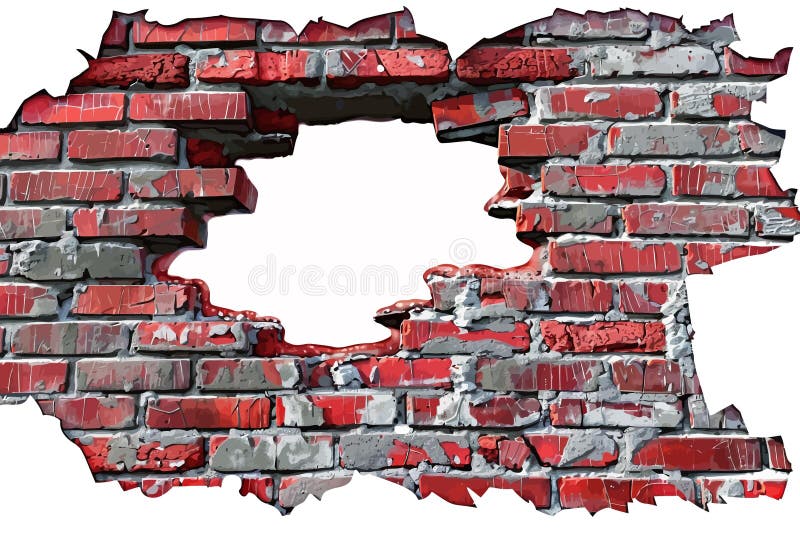 Big Hole in Red Brick Wall Stock Image Isolated Vector Style Stock ...