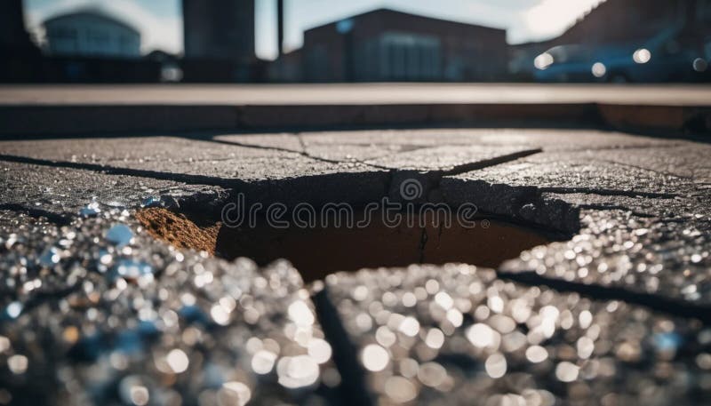 Big hole on the road. stock illustration. Illustration of urban - 326125418