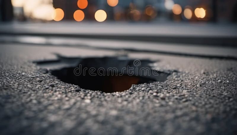 Big hole on the road. stock illustration. Illustration of danger ...