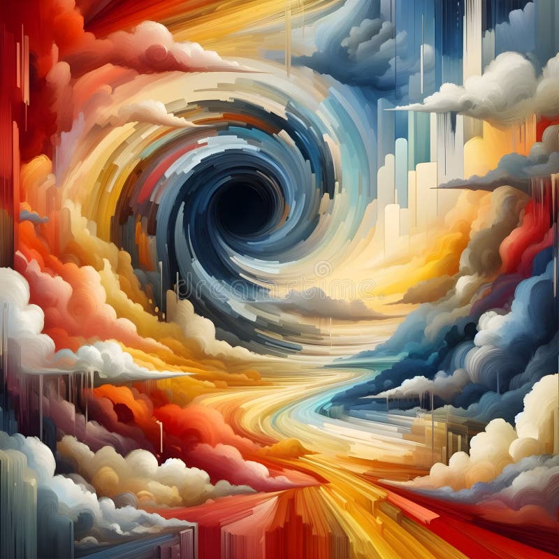 Big Hole Strom Red Blue Yellow Stock Illustration Illustration Of