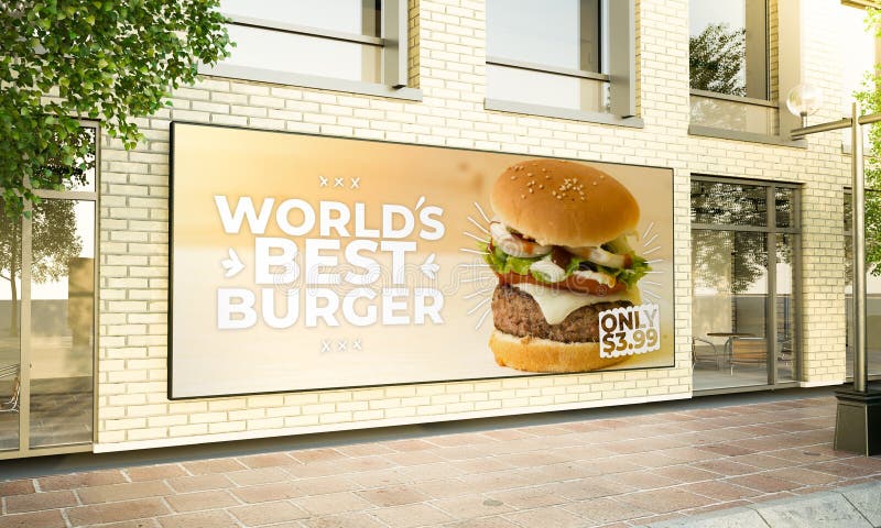 Big Horizontal Burger Advertising Poster on the Street Stock ...