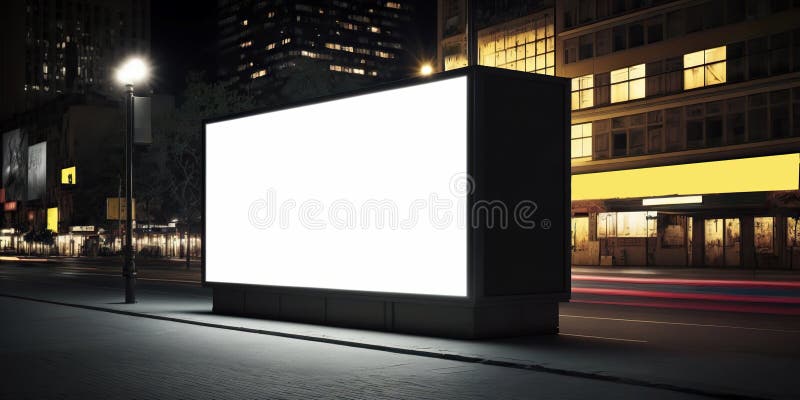 Big Horizontal Neon Box Mockup Advertisement on a Lonely Night ...