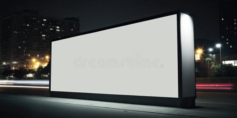 Big Horizontal Neon Box Mockup Advertisement on the Night Atmosphere ...