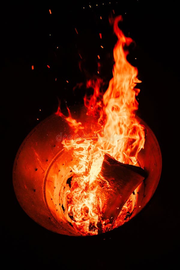 Big Hot Flames in a Burning Barrel Stock Image - Image of bonfire ...