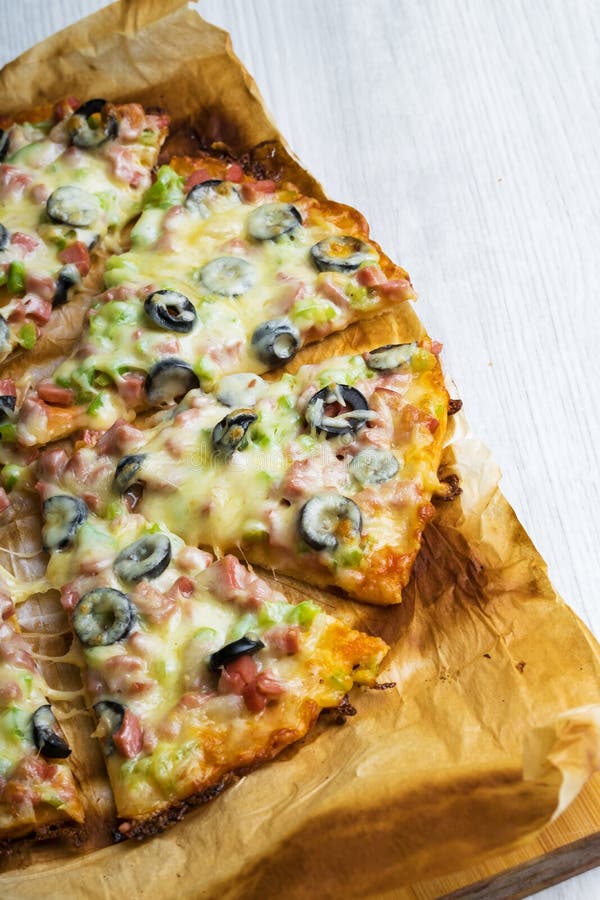 Big hot pizza stock image. Image of pepper, food, family - 177053005