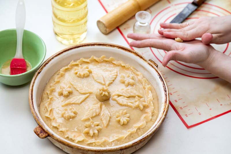 Big Hot Round Balish. Tatar Pie. Stock Photo - Image of fried, snack ...