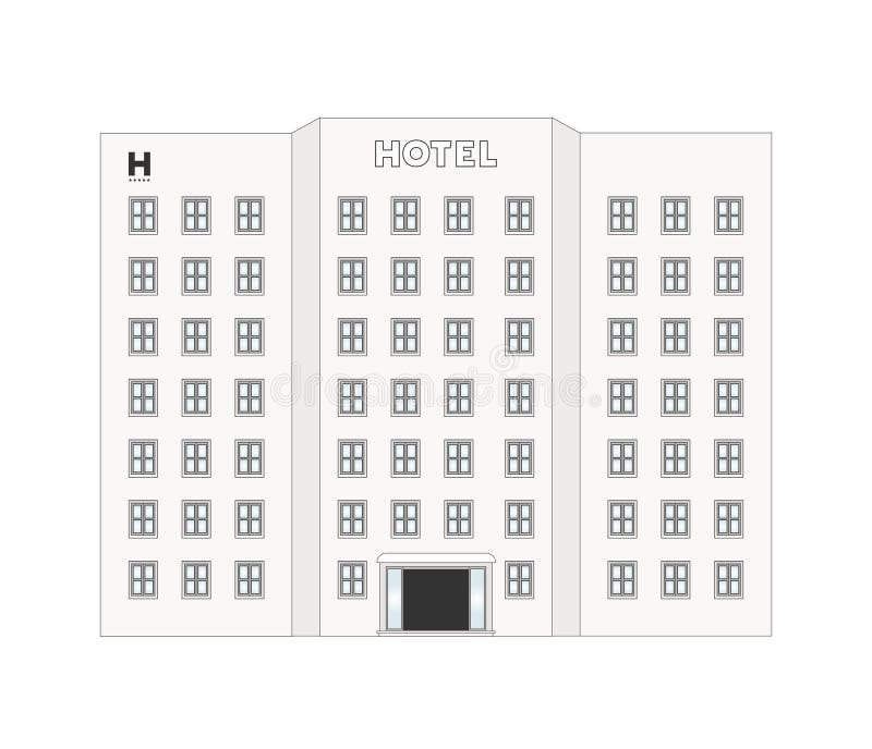 Big hotel flat draw stock vector. Illustration of symbol - 270099980