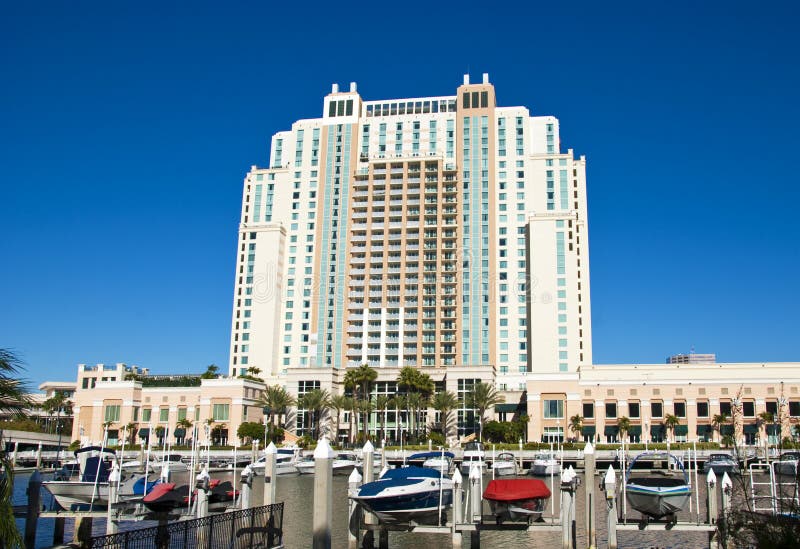Big Hotel and Marina in Tampa Stock Photo - Image of cheerful, sunlight ...