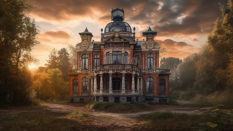 Big House in Colonial Style, AI Generated Stock Illustration ...