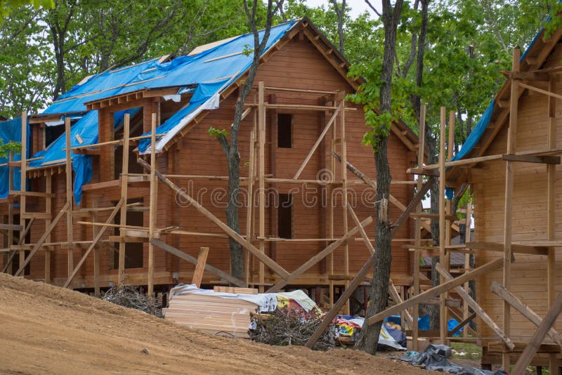 Big House Made of Wood Under Construction Stock Image - Image of floor ...