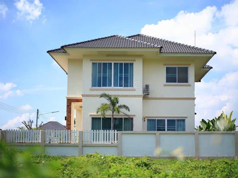 Big House Modern Style with Sunshine and Blue Sky Stock Image - Image ...