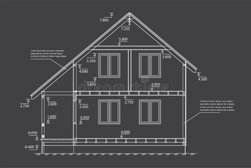 Big House Plan or Scheme. Detailed Architectural Plan of the Building ...