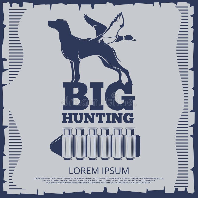 Big Hunting Poster Design with Duck Stock Vector - Illustration of ...