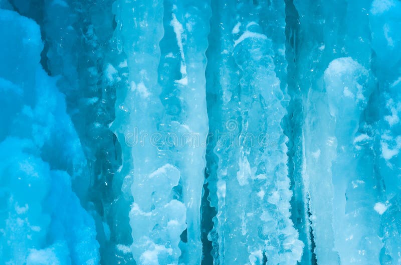 Big Ice Icicles. Large Ice Frozen Waterfall. Stock Photo - Image of ...