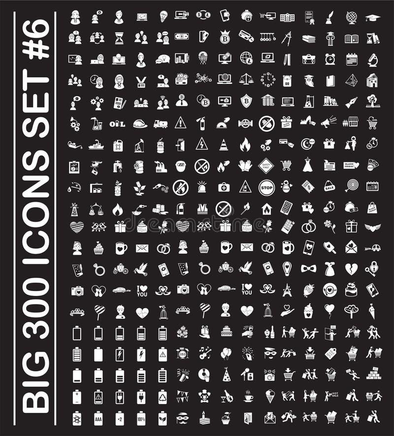 Big 300 Icons Set on Background for Graphic and Web Design. Simple ...