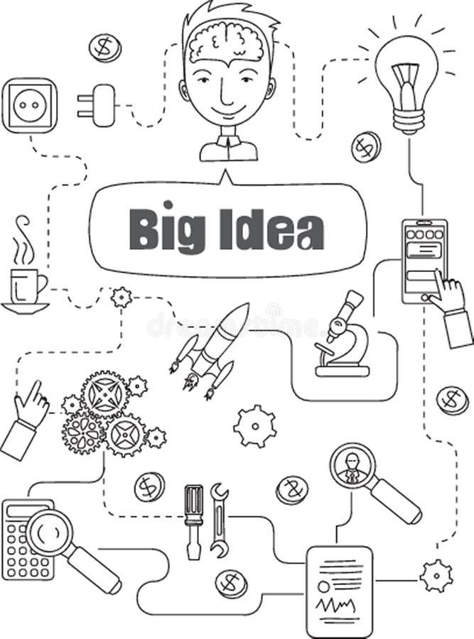 Big Idea Concept with Doodle Design Style :Finding Solutions, UI Design ...