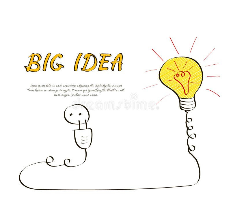 Big Idea Concept with Light Bulb in Doodle Style. Brainstorm ...