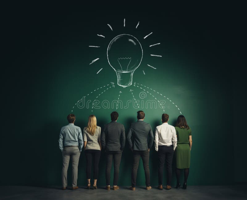Big Idea. Cooperation Team Group of Office Workers. Light Bulb. Stock ...