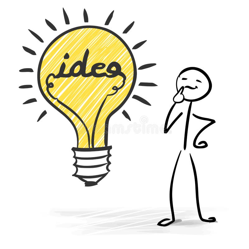 Big Idea with Happy Man Thinking Stock Vector - Illustration of lamp ...