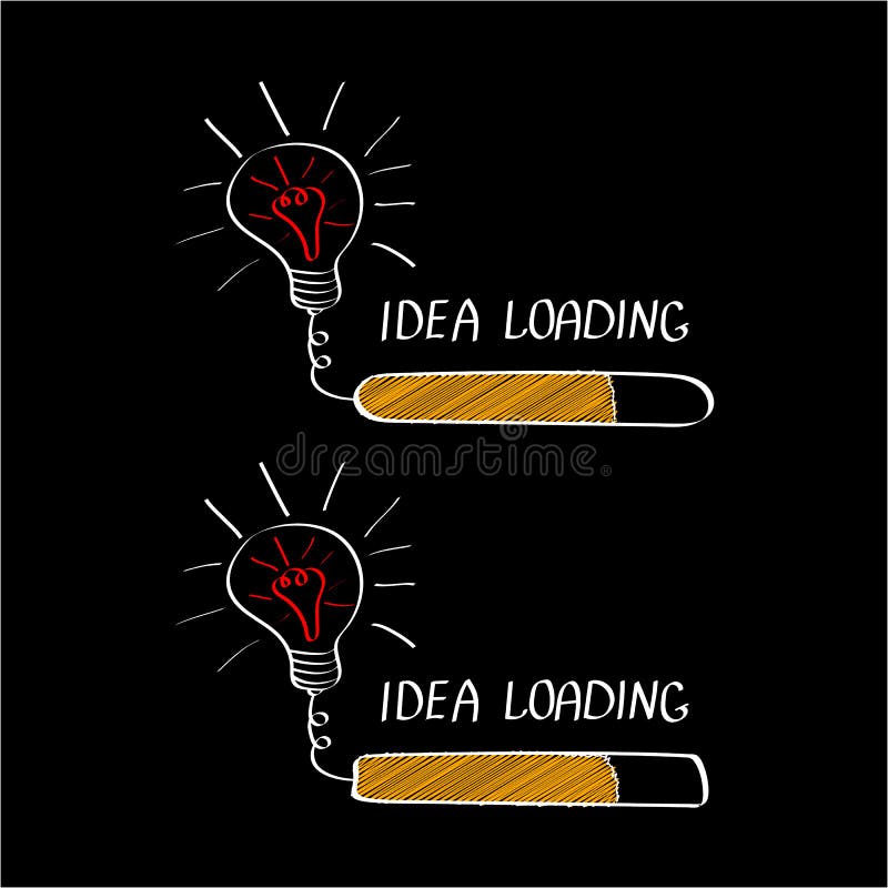 Big Idea with Loading Bar in Doodle Style Isolated on White Background ...