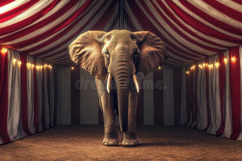 Big Indian Elephant Standing in Center of Circus Tent Stock Illustration - Illustration of ...
