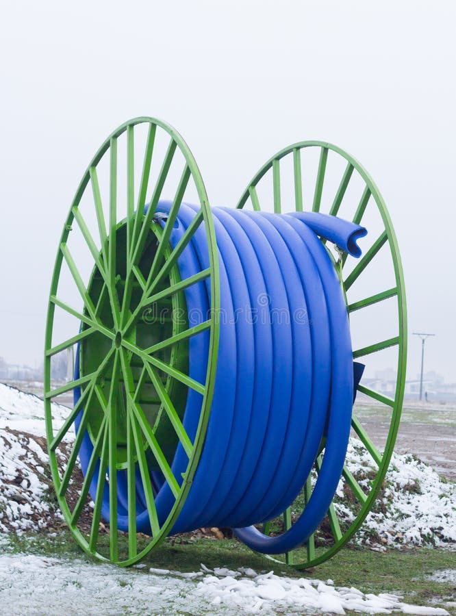 Big Industrial Cable Coil Outdoor Stock Image - Image of industry, roll ...