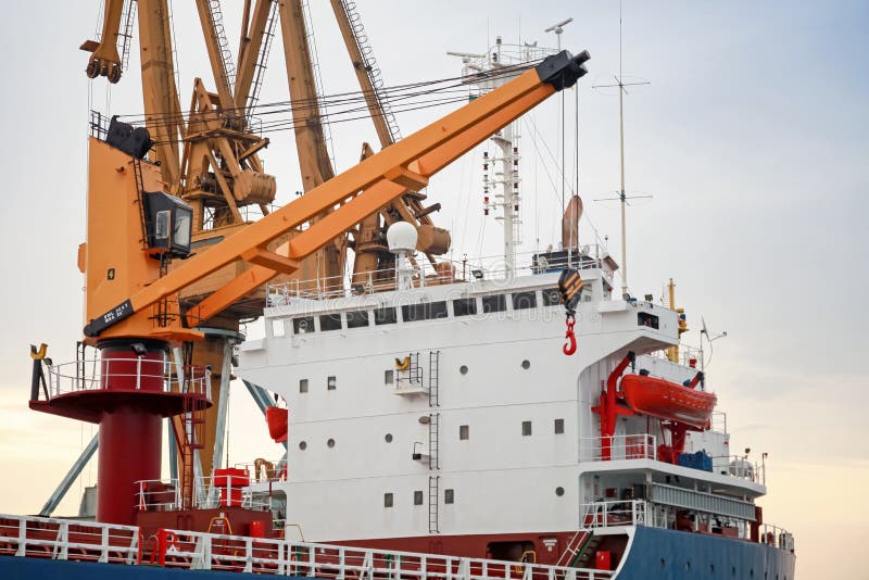 Big Industrial Cargo Ship Loading Stock Photo - Image of port, commerce ...