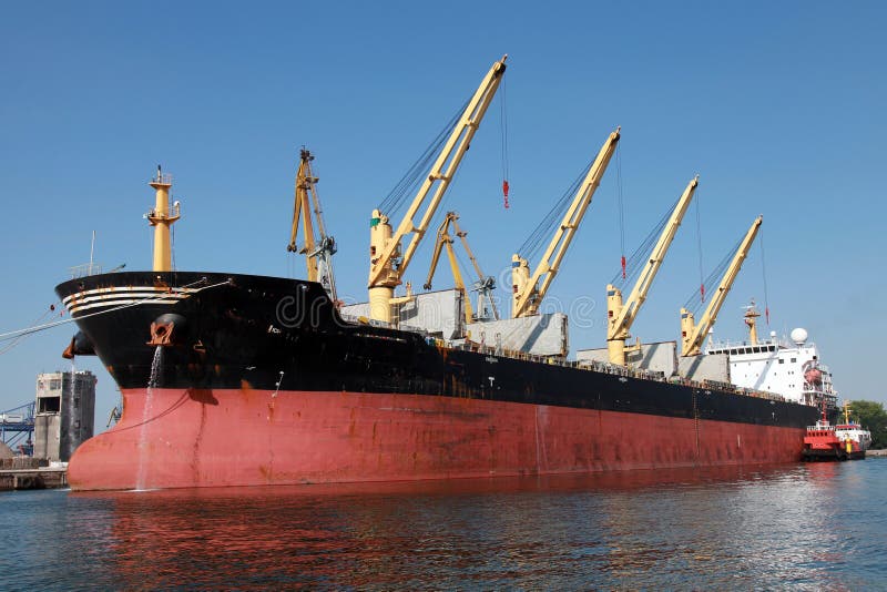 Big Industrial Cargo Ship Loading Stock Photo - Image of trade, heavy ...