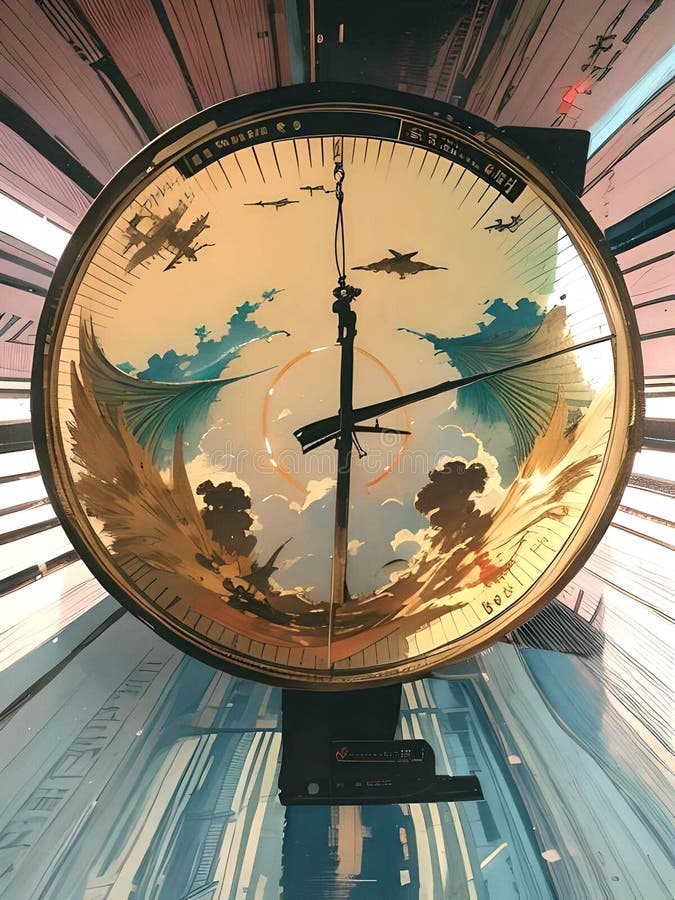 Animated Clock with Creative Ground and Background. Stock Illustration ...