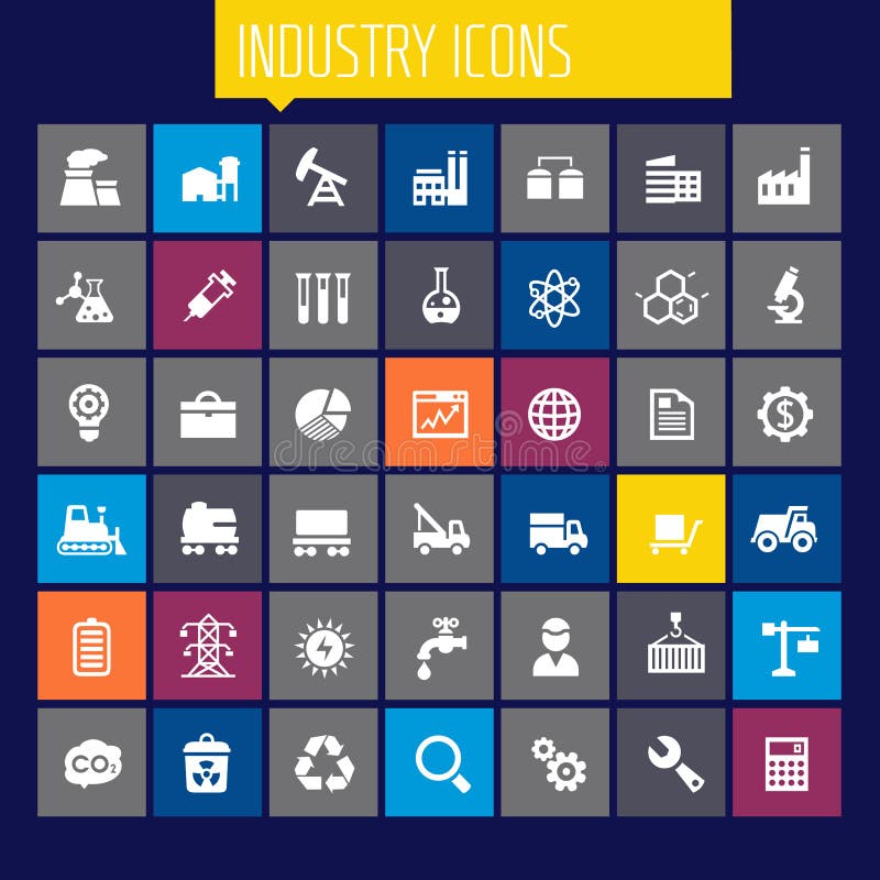 Big Industry icon set stock vector. Illustration of graphic - 97454367