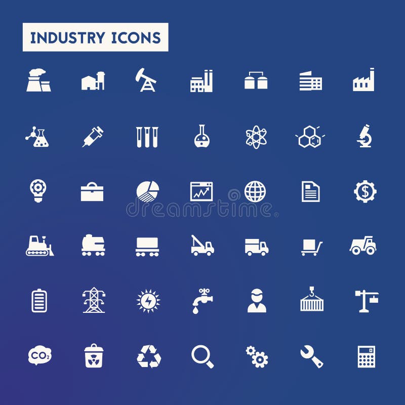 Big Industry icon set stock vector. Illustration of factory - 97455302