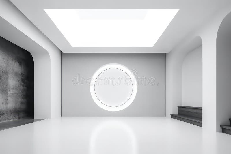 Big Interior with Large Mock-up Canvas and Circular Architecture, AI ...