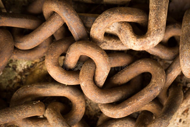 Big Iron Chains from an Old Ships Anchor Rusting by the Harbor S Stock ...