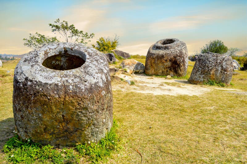 Big Jar at the Plain of Jars in Phonsavan Laos Stock Photo - Image of ...