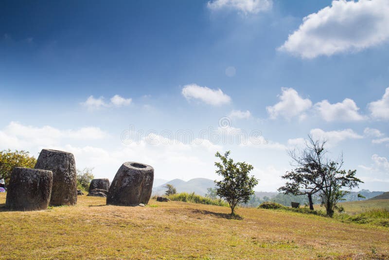 Plain of Jars, Xieng Khuang Province, Laos. Stock Image - Image of ...
