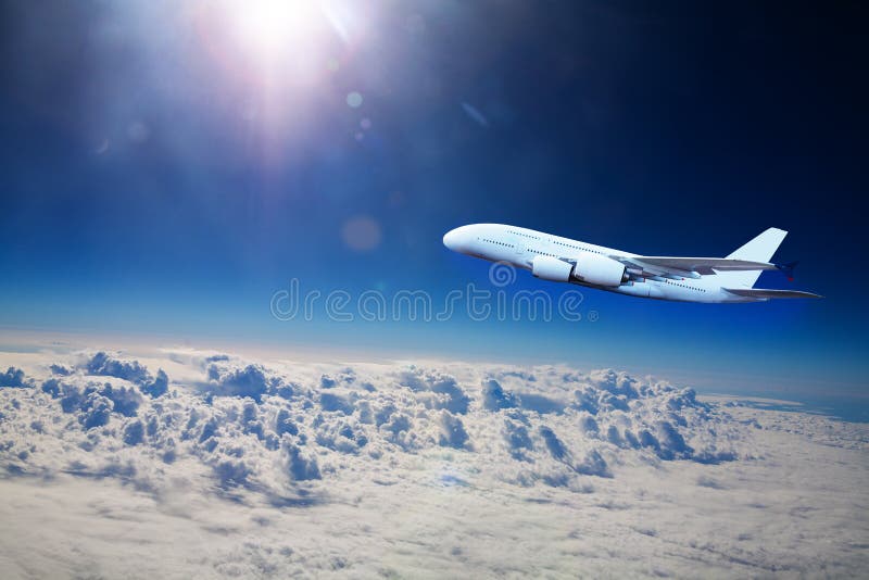 Big Jet Plane Fly Above Clouds at High Altitude Stock Image - Image of ...