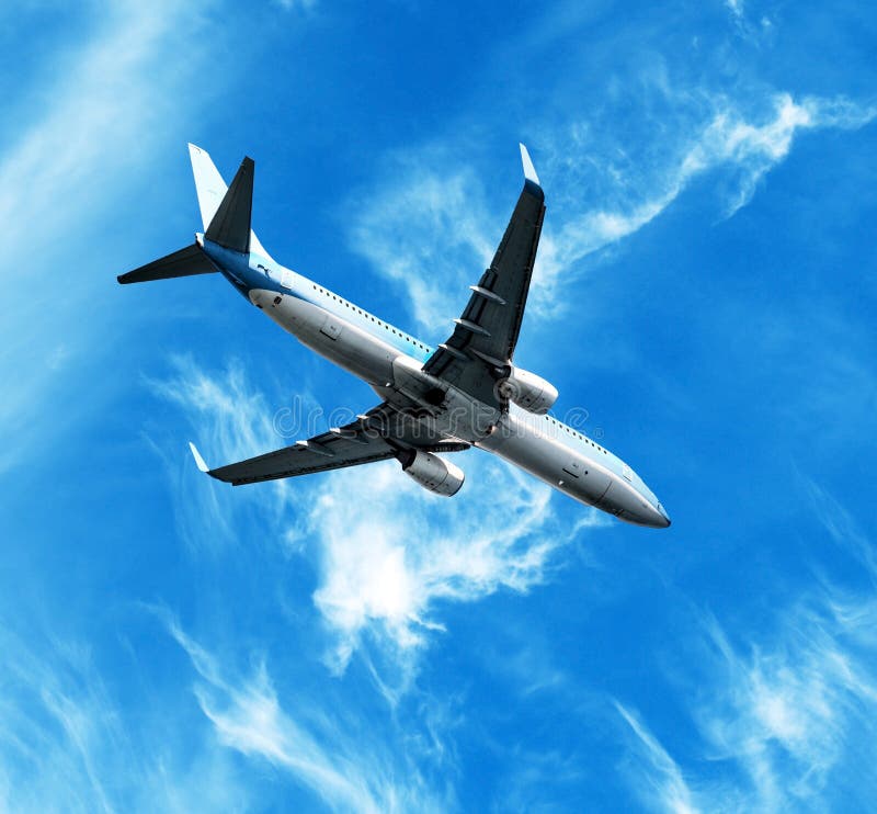 Big Jet Plane Flying Against Perfect Sky Background Stock Image - Image ...