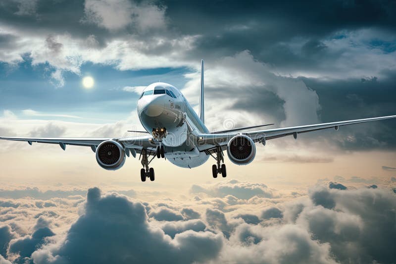 Big Jet Plane Flying through the Clouds Stock Illustration ...