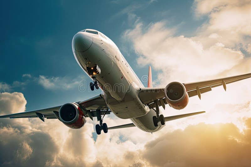 Big Jet Plane Flying through the Clouds Stock Illustration ...