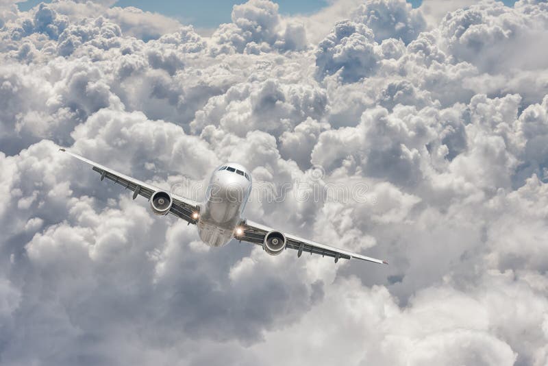 Big Jet Plane Flying through the Clouds Stock Image - Image of travel ...