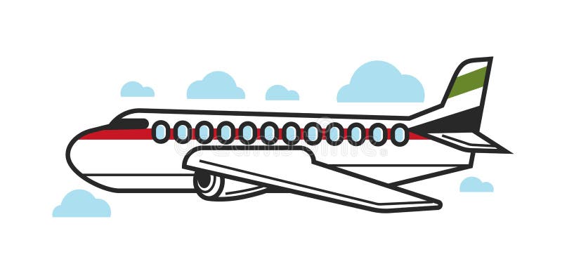 Big jet in sky stock vector. Illustration of flying, engine - 96795476